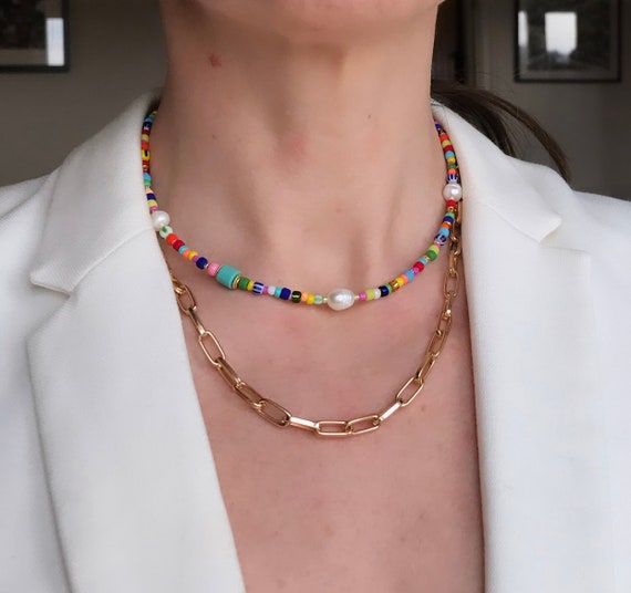 Pearl rainbow necklace store
