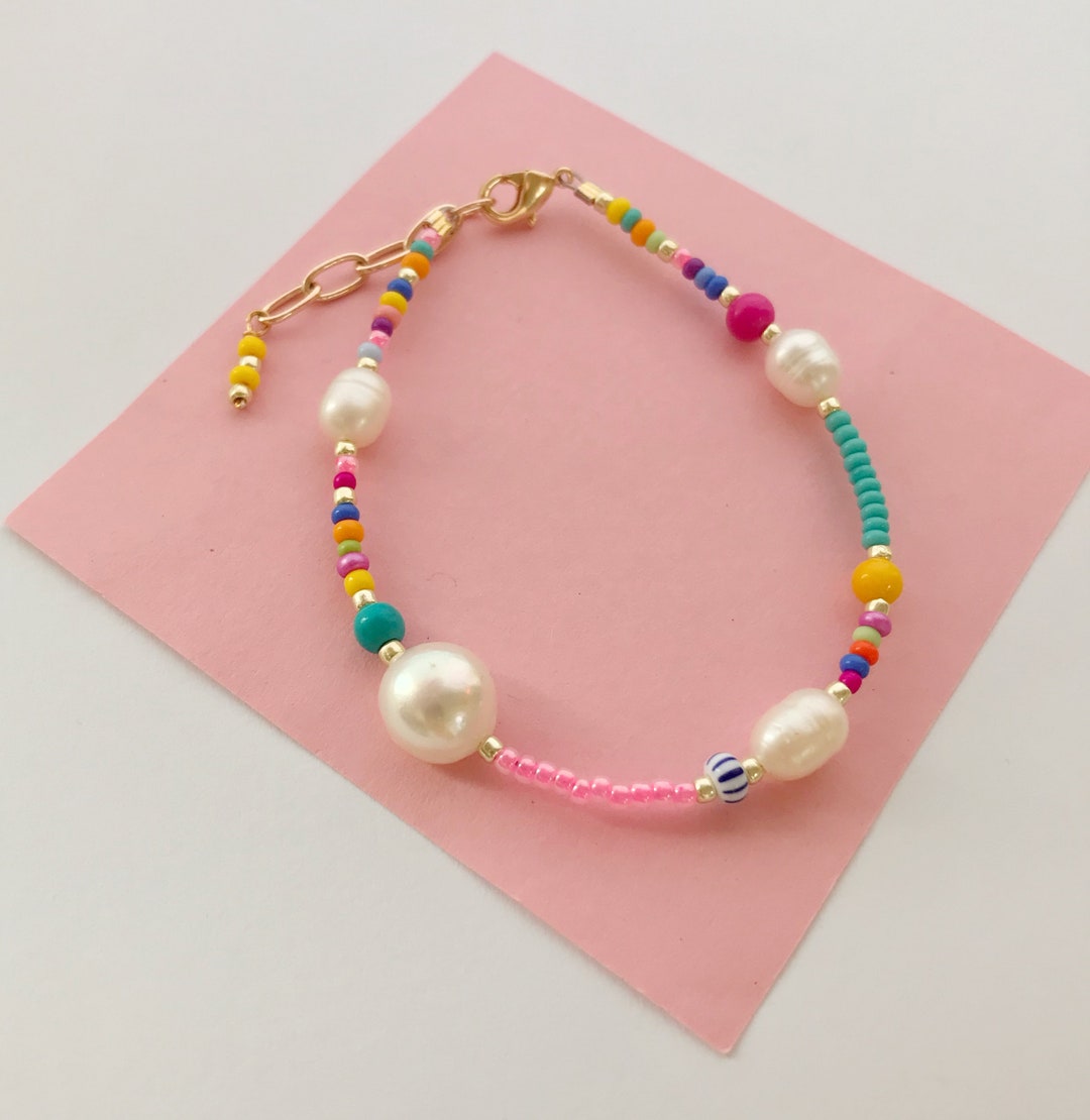 Colorful Bead and Pearl Bracelet/seed Bead Pearl Bracelet/colormix ...
