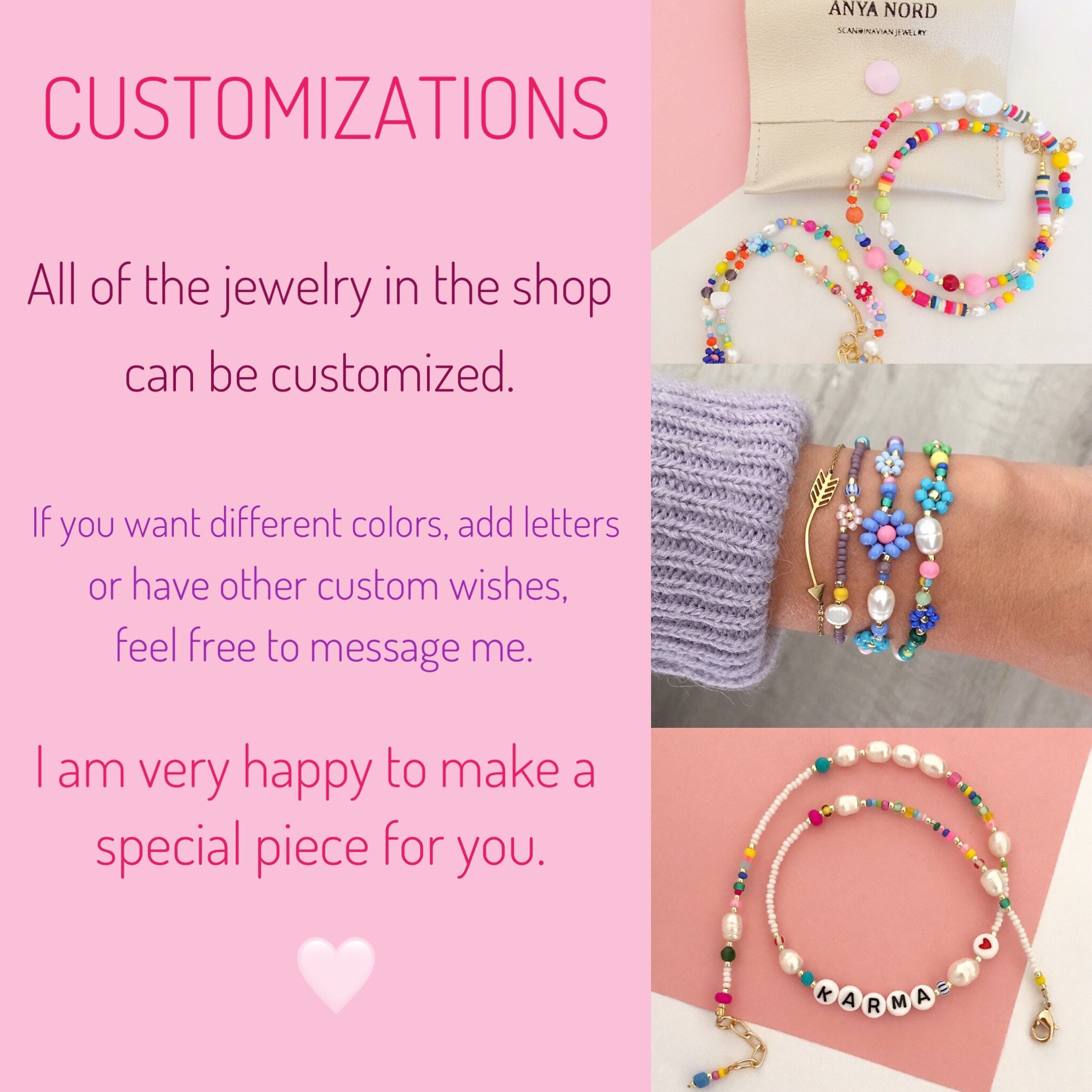 Funky Personalised Beaded Letter Bracelet/personalized Name | Etsy