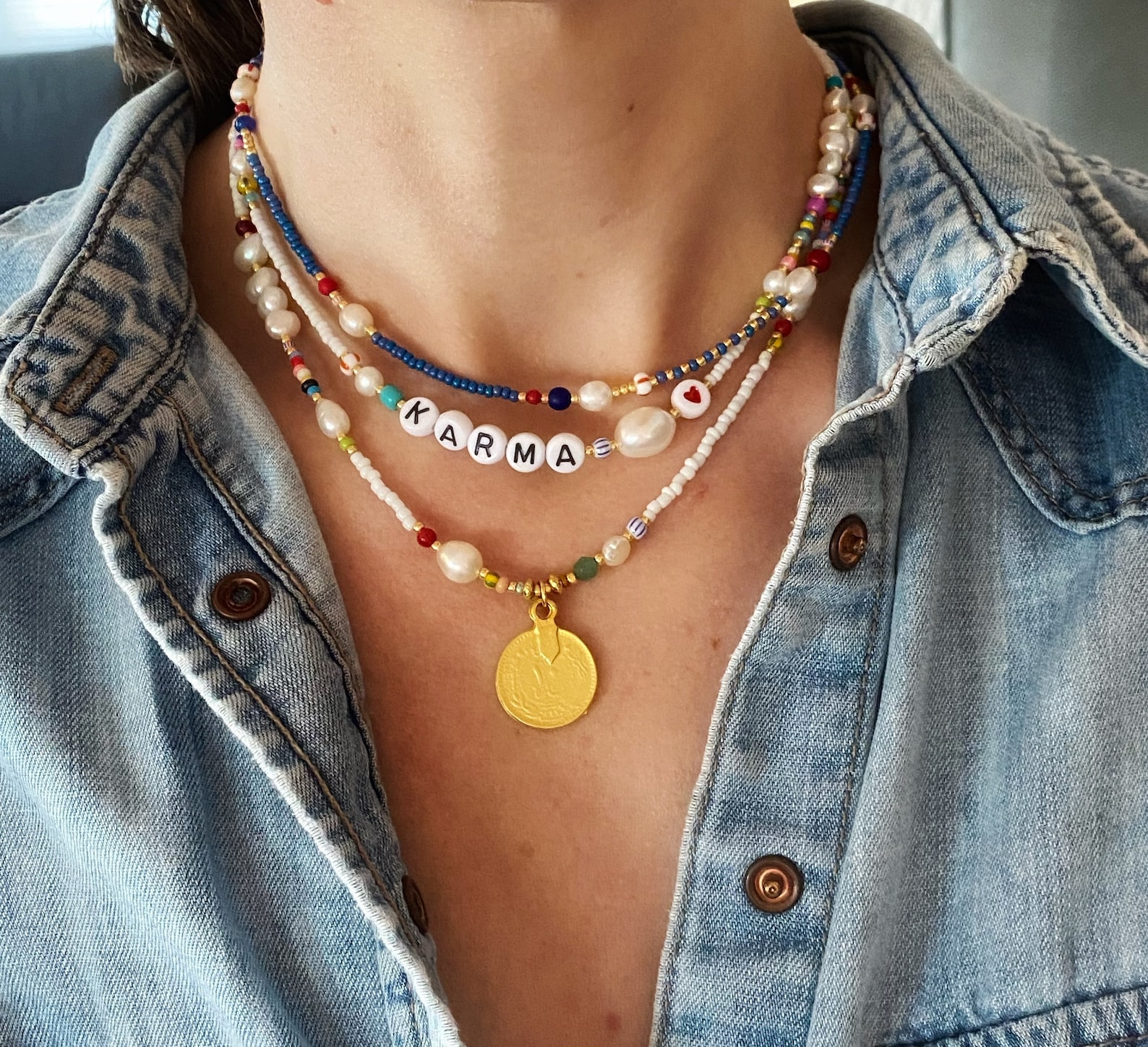 Personalized Name Number Letter Bead Necklace Freshwater - Etsy