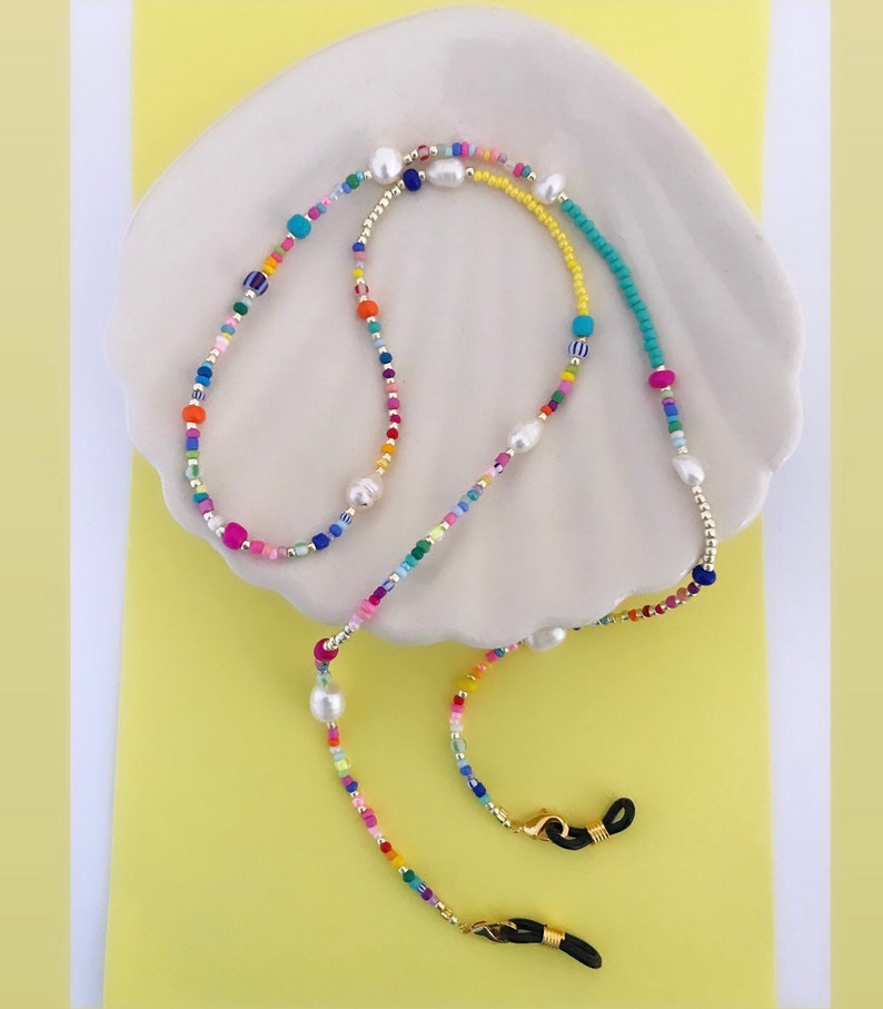 Color Bead Pearl Face Mask Chain Necklace/pearl and Beads Eyeglass ...