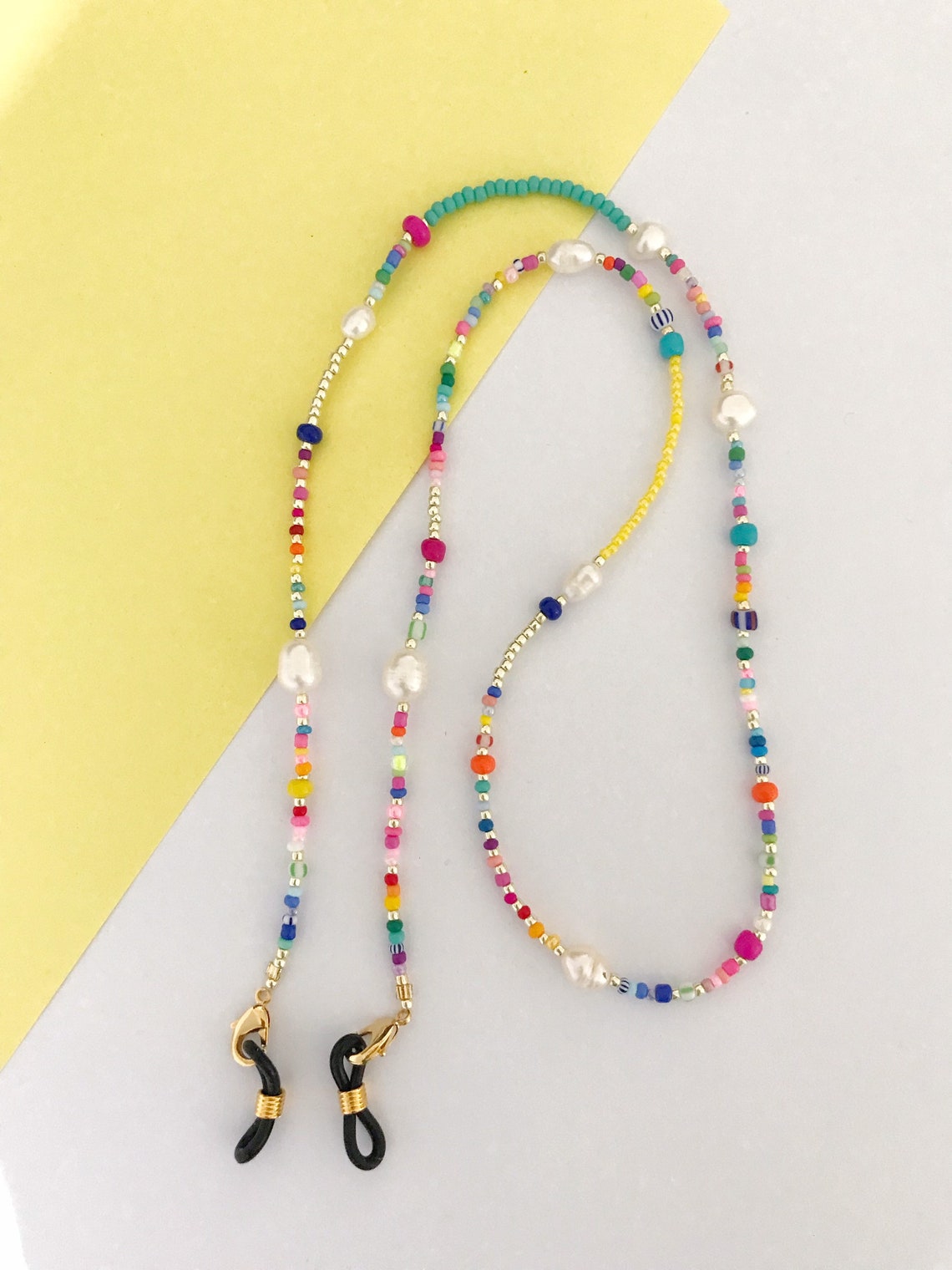 Color Bead Pearl Face Mask Chain Necklace/pearl and Beads Eyeglass ...