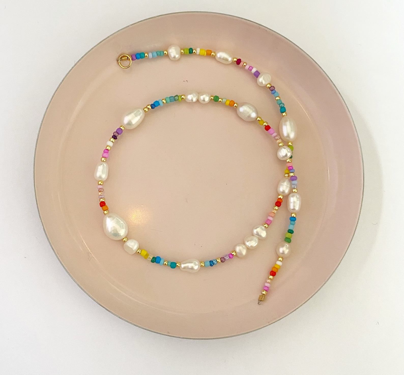 Bead and Pearl Rainbow Necklace/beaded Rainbow Necklace/colourful ...