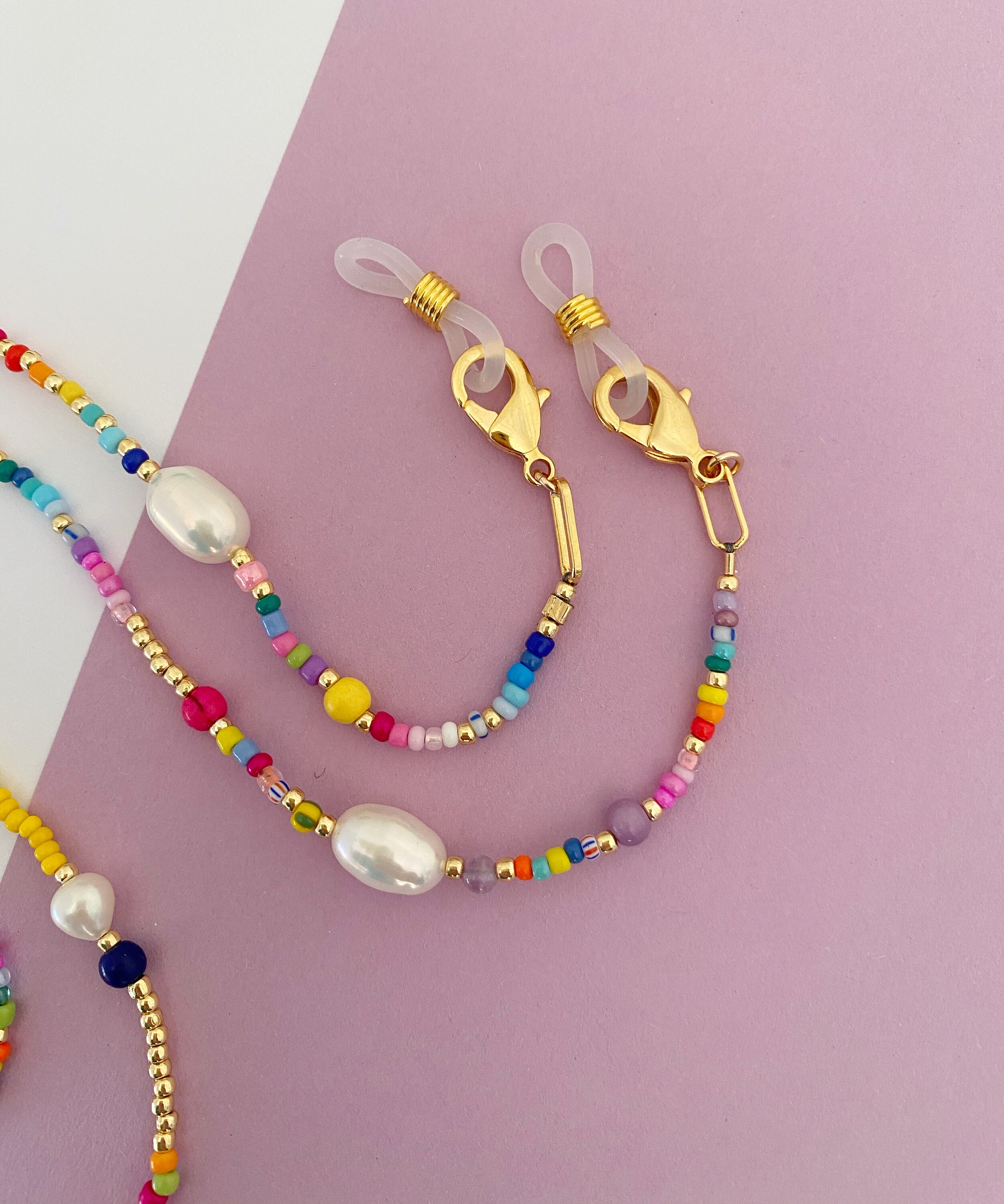 Color Bead Pearl Face Mask Chain Necklace/pearl and Beads | Etsy