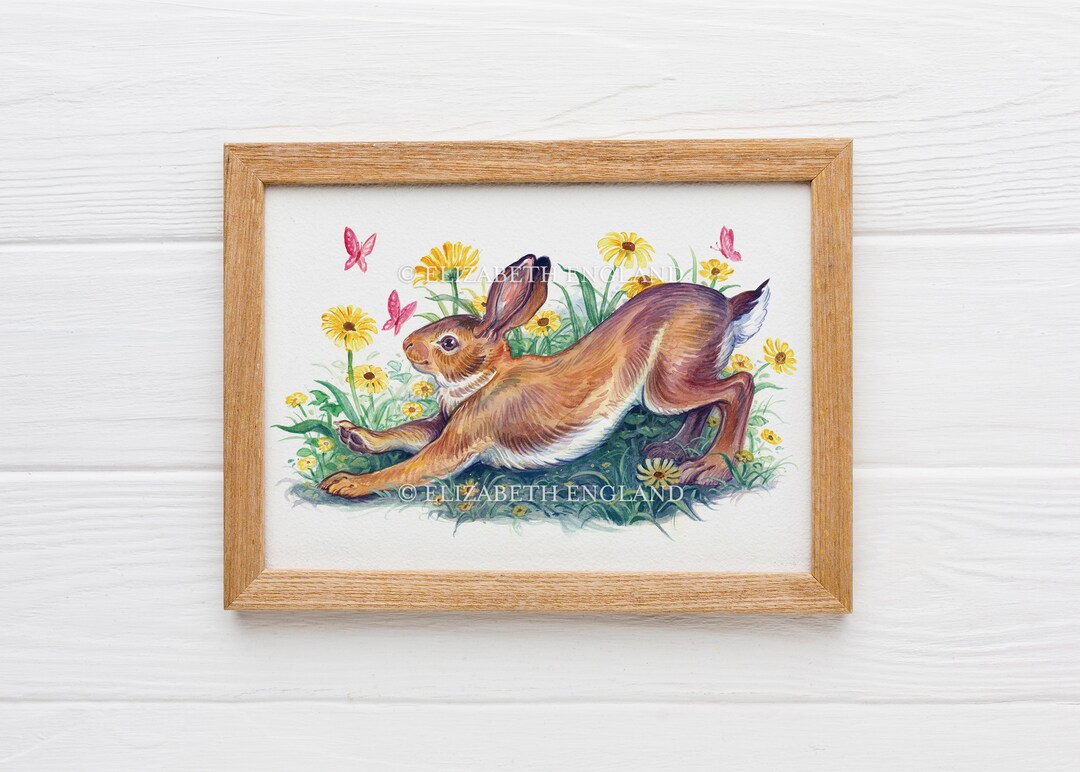 Spring Bunny - 5x7" Original Art Print (postcard Size) - Etsy