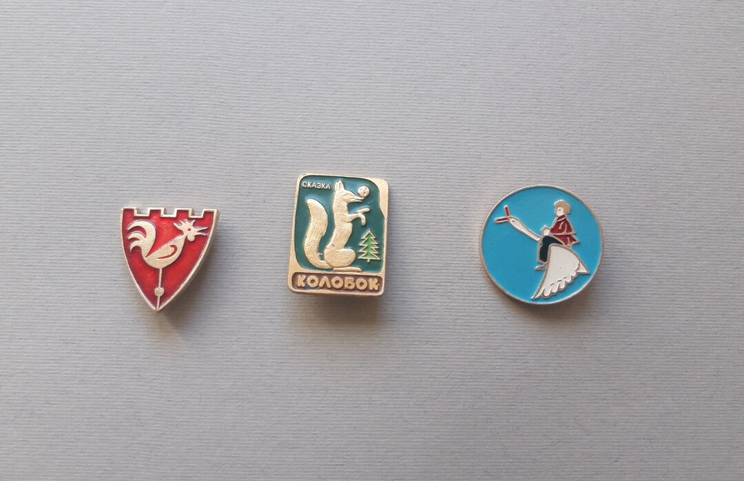 Metal Badge Vintage 3 Psc Collectible Soviet Badge Funny Pins - Etsy