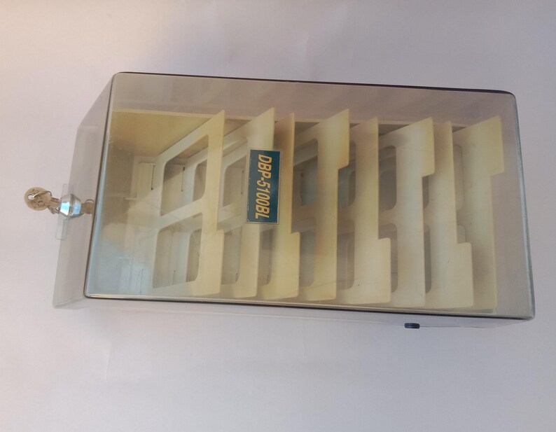 Vintage Plastic Floppy Disk Storage Box With Keys 80s Retro Office ...