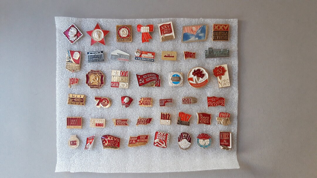 Metal Badge Vintage 44 Psc Very Rare Soviet Pin Brooch Congress CPSU ...