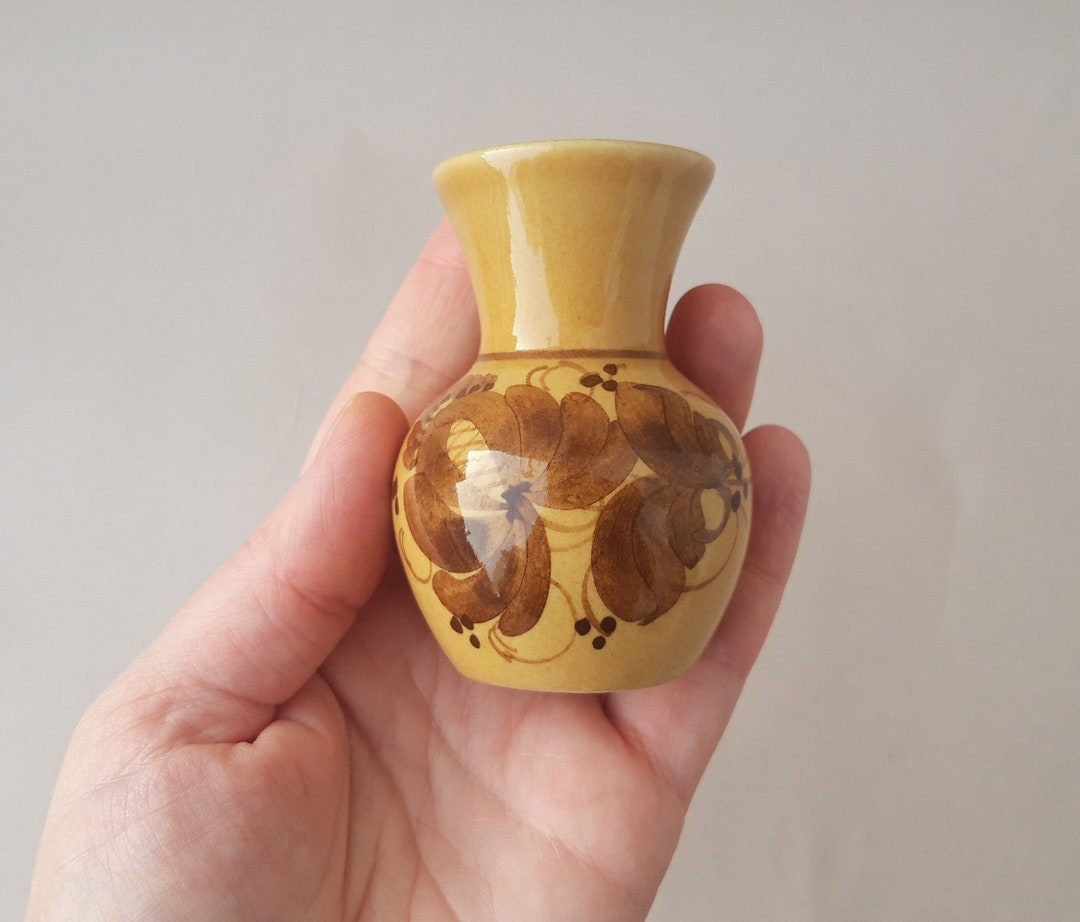 Vase Mini 3" Ceramic Vintage Small Hand Painted Glazed Old Pottery ...