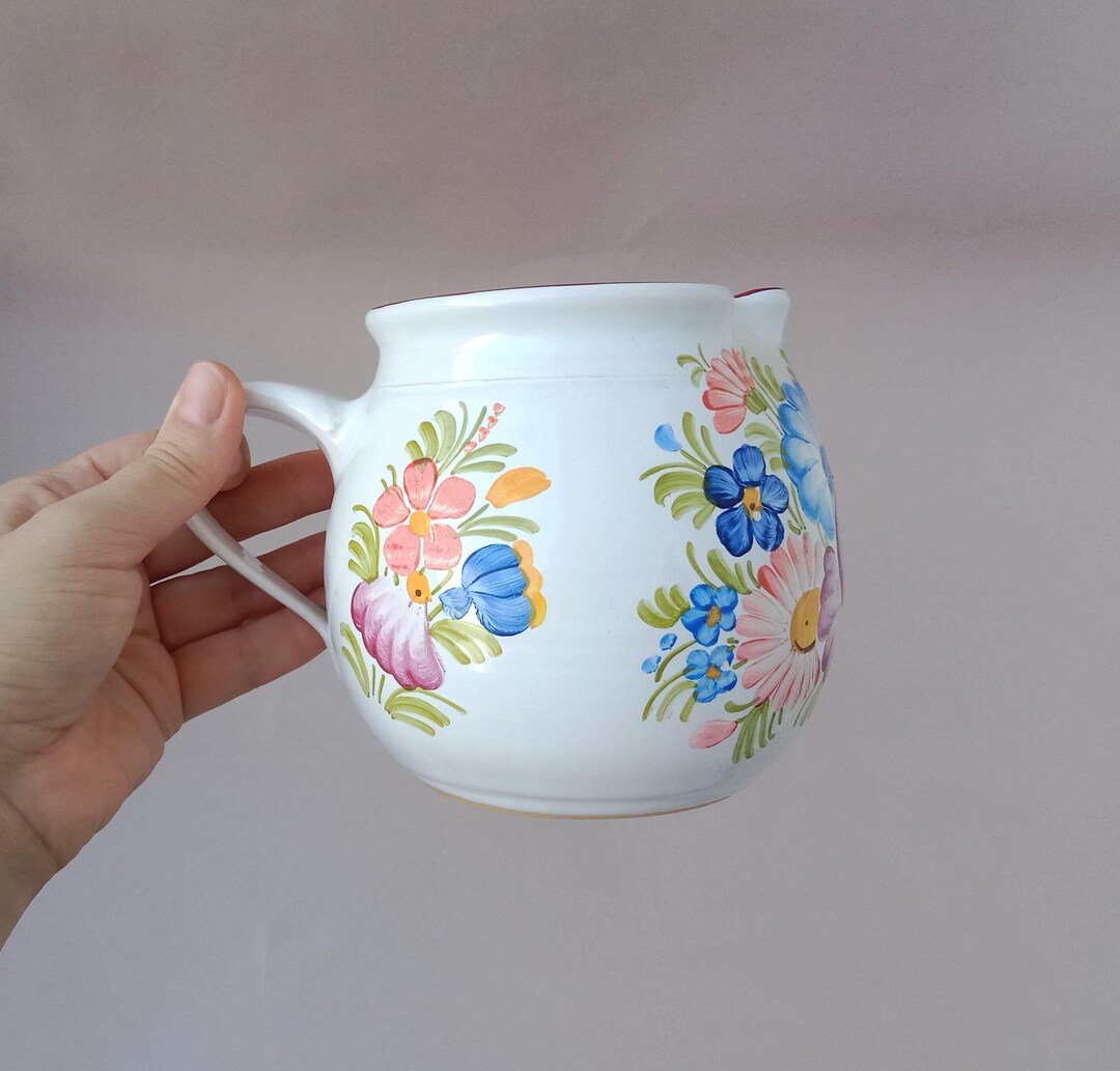 Jug Hand Painted Ceramic Vintage Czechoslovakia 60s Retro Home Decor ...