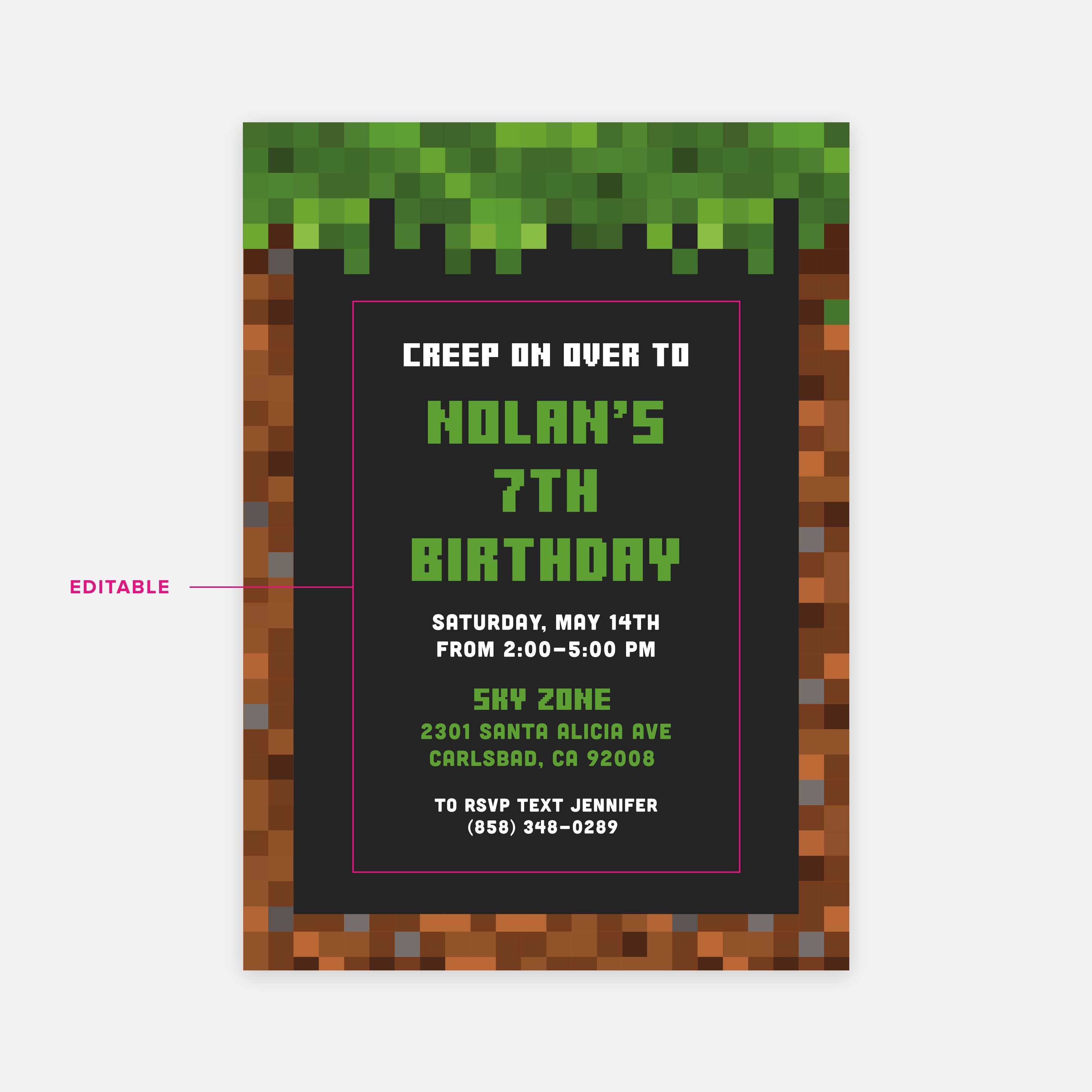 Pixelated Invite Video Game Invitation Pixel Invitation | Etsy