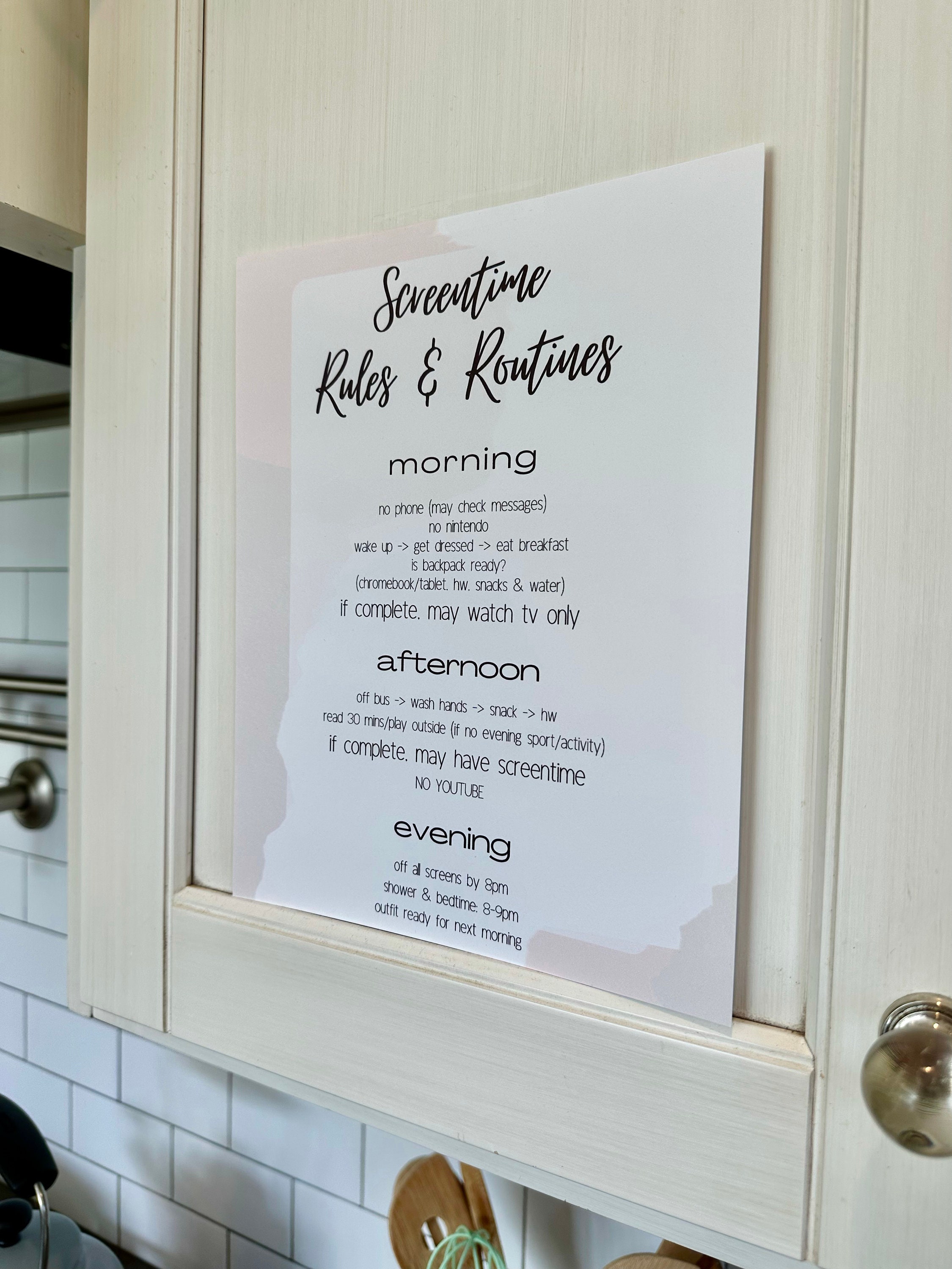 Printable Screen Time Rules and Routines Sign, Back to School ...