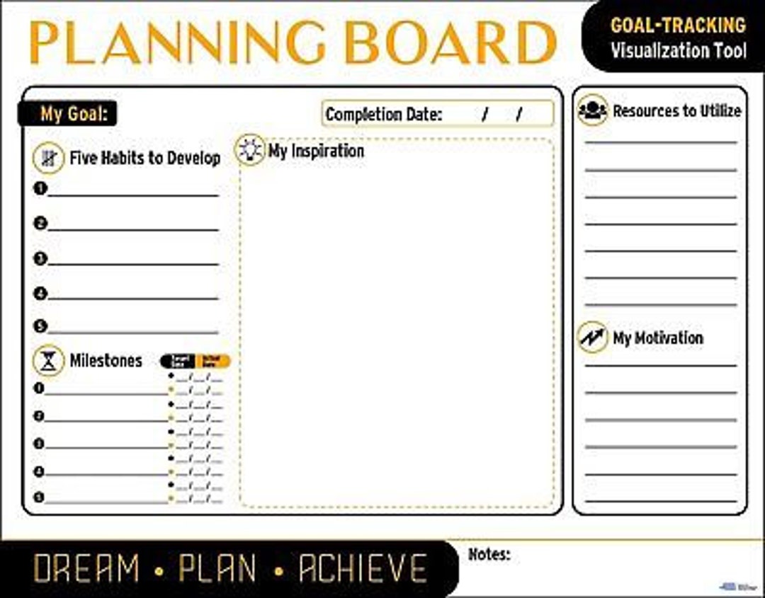 Personal Planning Success Board Dry Wet Erase Poster Perfect for Home ...