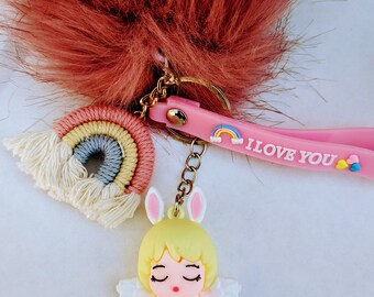 Angel Bunny Keychain - Etsy
