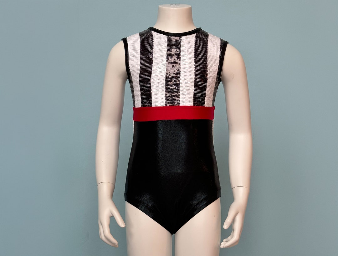 Rugby Dance Leotard Sequin Striped Dance Leo Dance Costume Youth Sizing ...