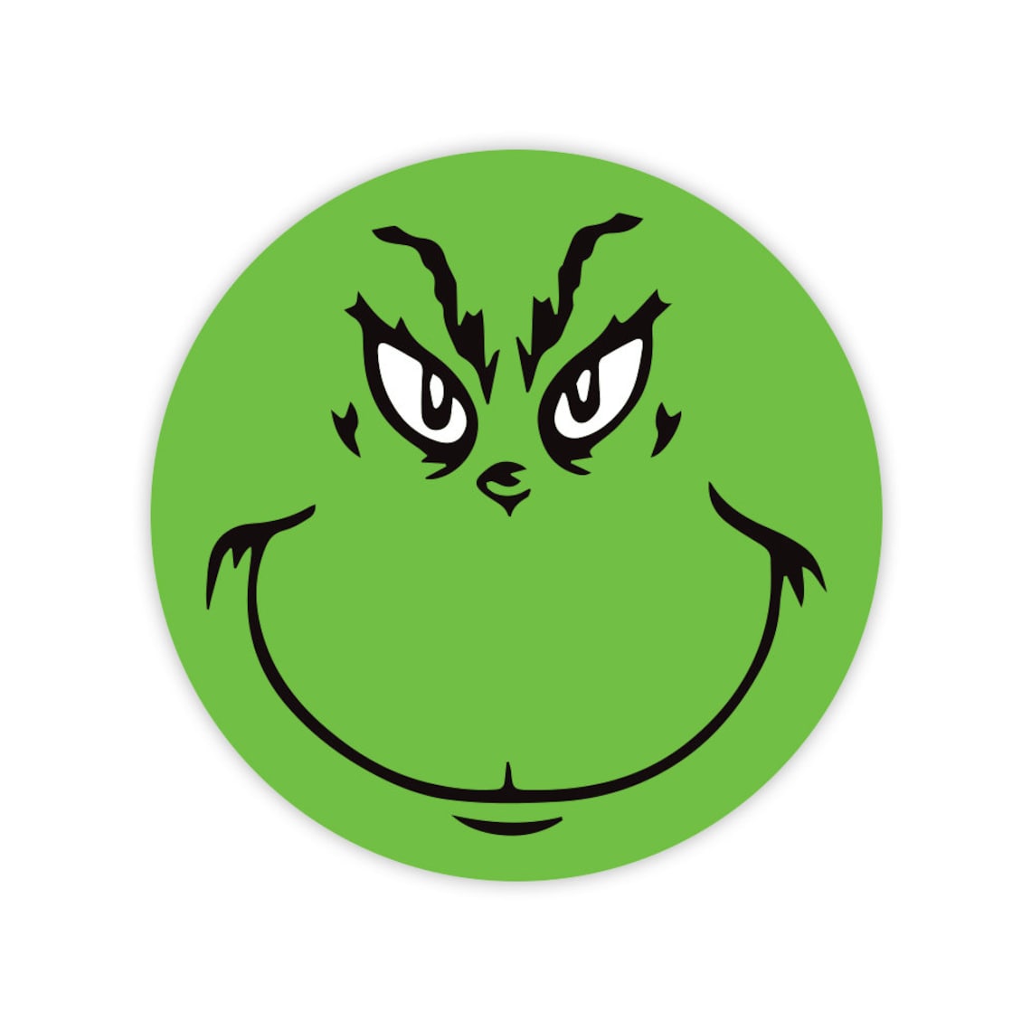 Autocollants Grinch Face Blanc Glossy Paper Round Grinch | Etsy