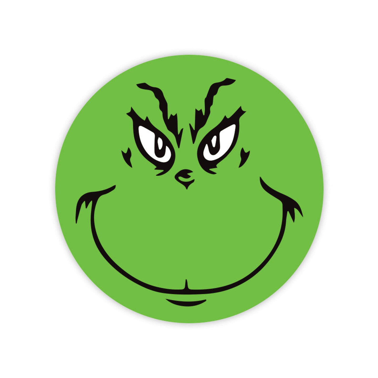 Grinch Face Stickers White Glossy Paper Round Grinch | Etsy