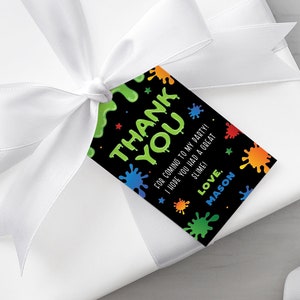 Editable Slime Thank You Tags Boy's Slime Favor Tags Slime Theme ...
