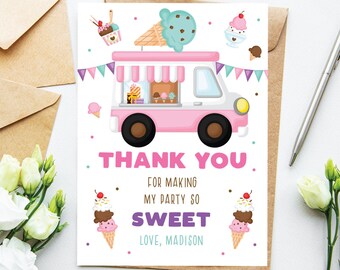 Ice Cream Party Thank You Card - Etsy