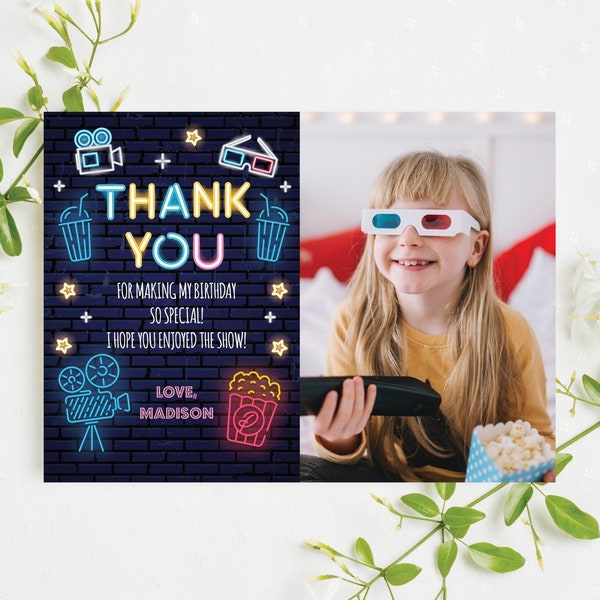 Movie Night Thank You Card - Etsy