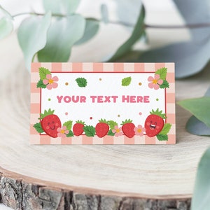Editable Strawberry Food Labels Strawberry Birthday Party - Etsy