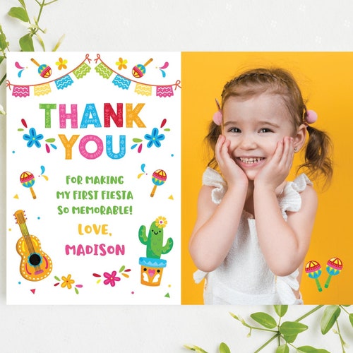 Editable Let's Fiesta Thank You Card Cactus Succulent - Etsy