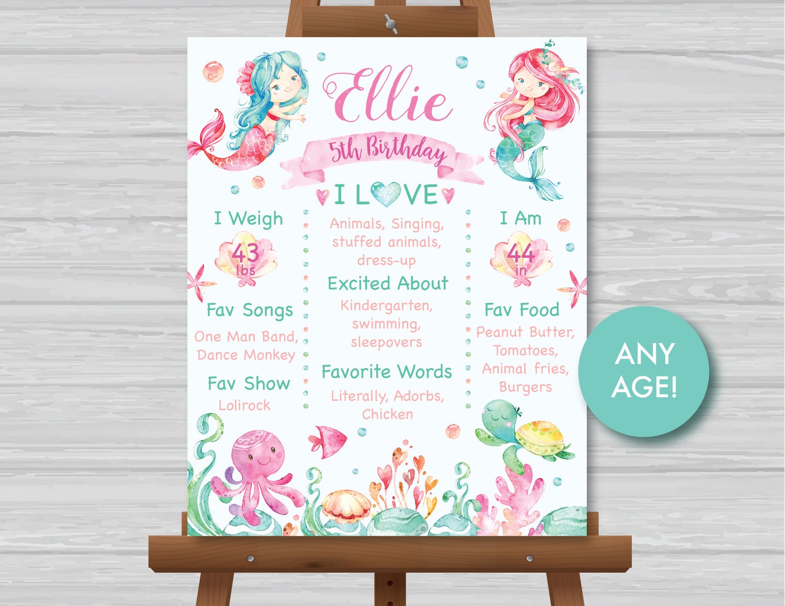 Mermaid Milestone Poster Under the Sea Chalkboard Poster Under - Etsy