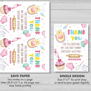 Baking Birthday Thank You Card Cupcake Decorating Thank You Note Kids ...
