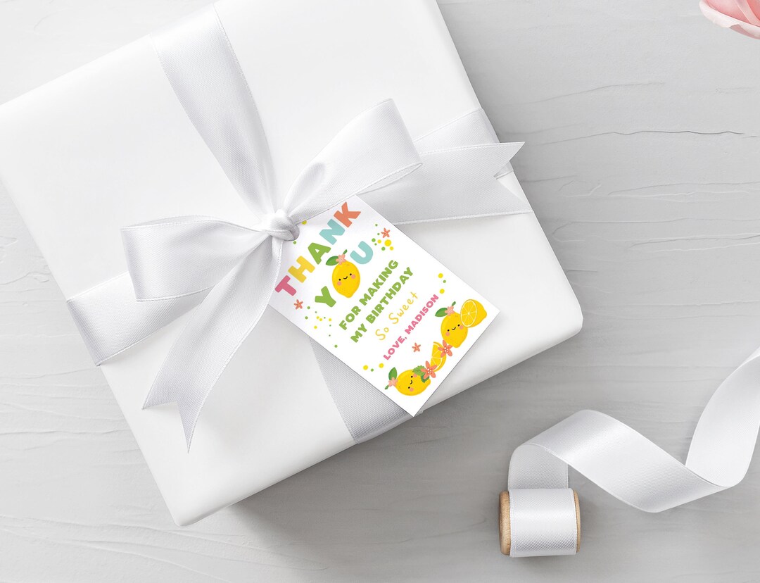 Editable Lemon Thank You Tags Girl's Lemon Favor Tags Lemon Theme ...