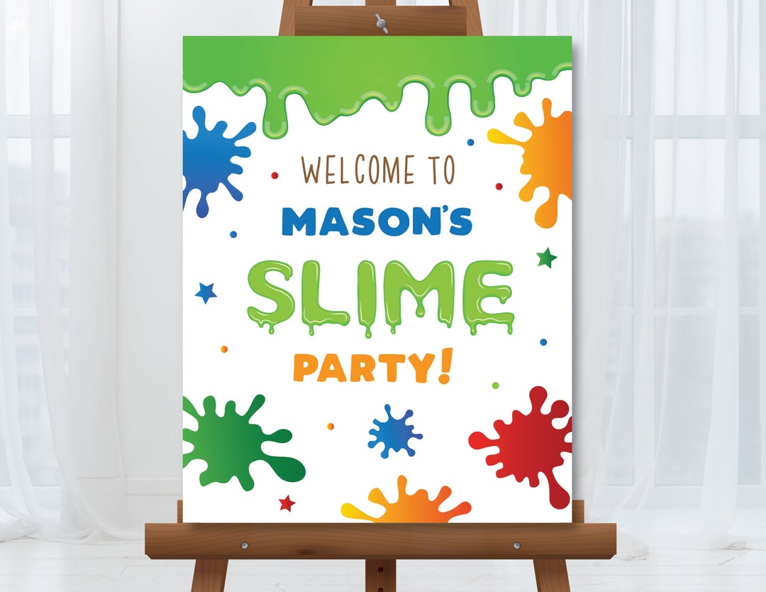 Slime Birthday Welcome Sign Boy's Slime Birthday Welcome Sign Slime ...