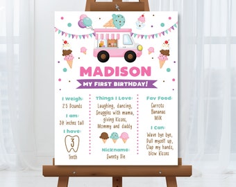 Ice Cream Birthday Board Poster Sign - Etsy
