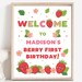 Editable Strawberry Welcome Sign Strawberry Party Decorations Girl ...