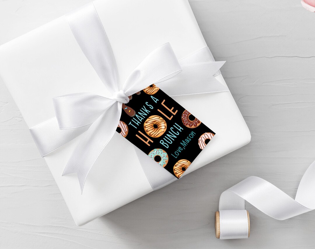 Donut Thank You Tags Donut Favor Tags Boys Donut Thanks A Hole Bunch ...
