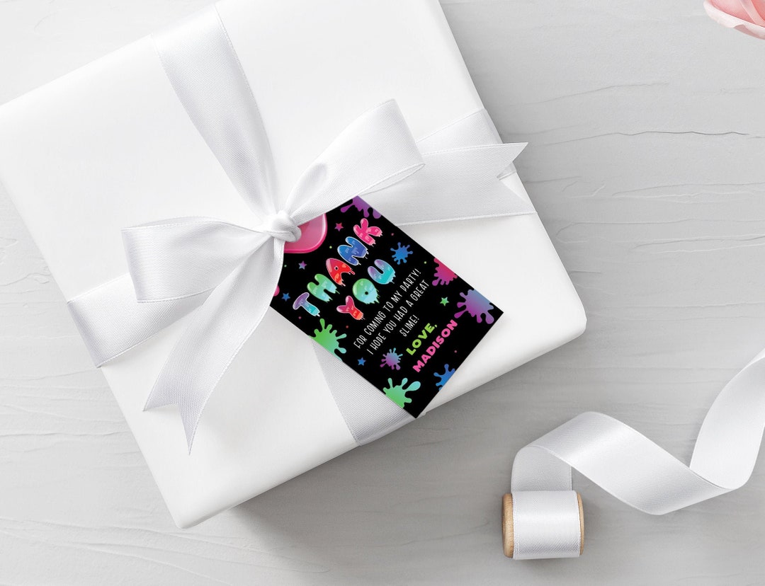 Editable Slime Thank You Tags Girl's Slime Favor Tags Slime Theme ...