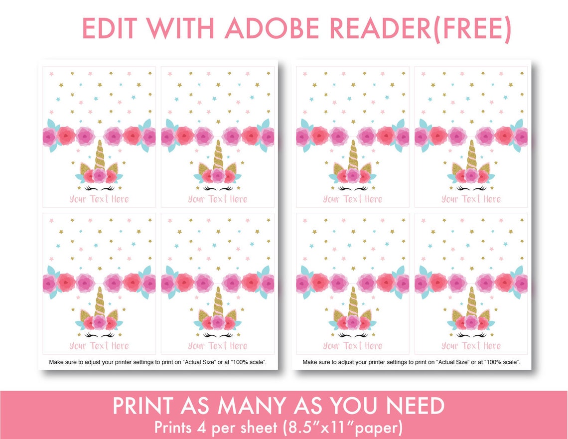 Unicorn Food Labels Printable Unicorn Party Printables - Etsy