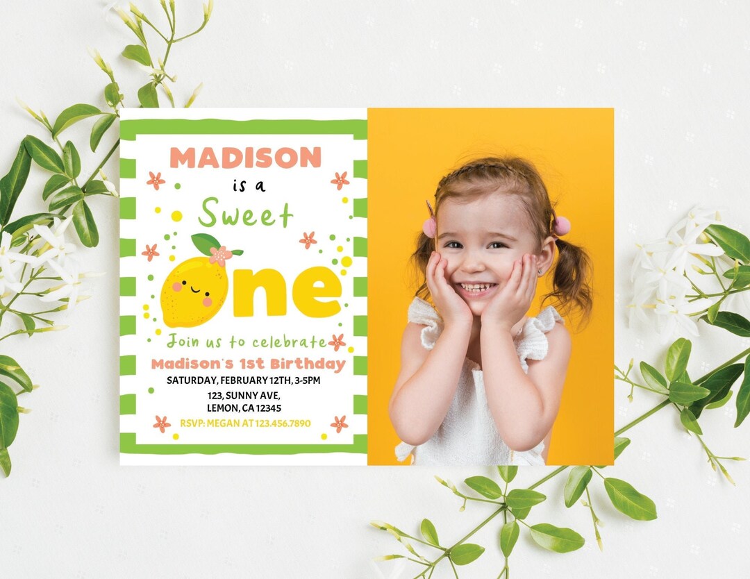 Lemon Birthday Invitation Lemon Sweet One 1st Birthday - Etsy