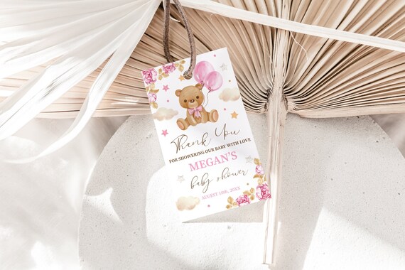 Editable Teddy Bear Baby Shower Favor tags Bear Baby Shower Thank you ...