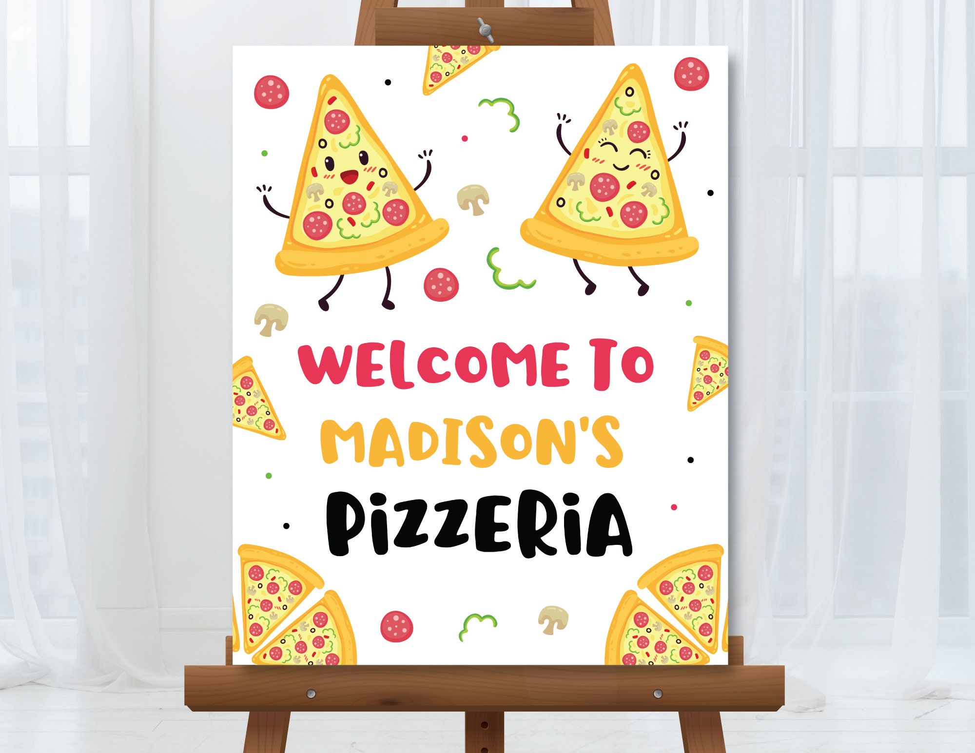 Pizza Party Welcome Sign Kids Pizza Party Pizza Birthday - Etsy