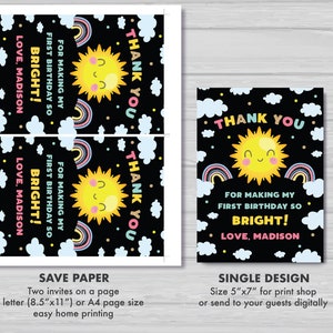 Sunshine Birthday Thank You Card Our Little Sunshine Birthday Thank You ...