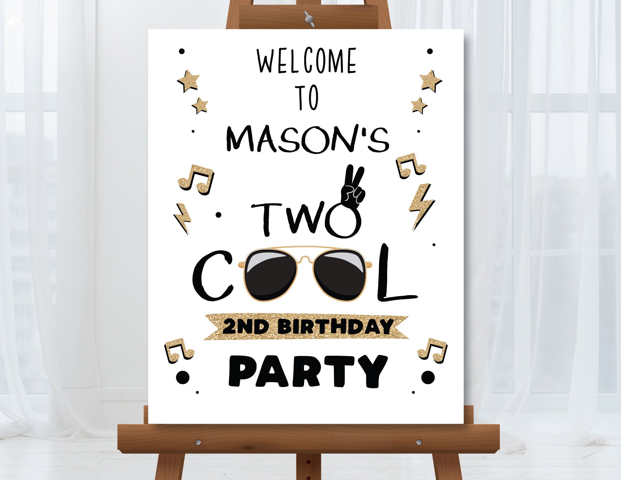 Two Cool Birthday Welcome Sign Boys Second Birthday Welcome - Etsy