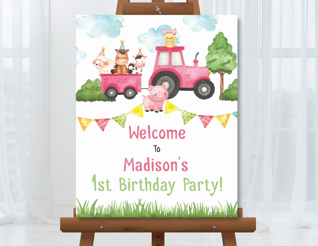 Farm Birthday Welcome Sign Barnyard Birthday Welcome Sign Girl's Farm ...