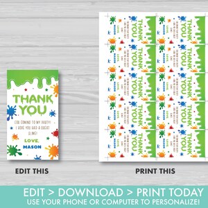 Editable Slime Thank You Tags Boy's Slime Favor Tags Slime Theme ...
