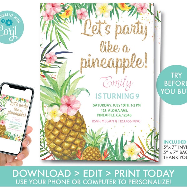 Pineapple Birthday - Etsy