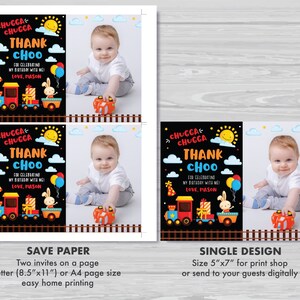 Train Birthday Thank You Card With Photo Boy's Train Party Chugga ...
