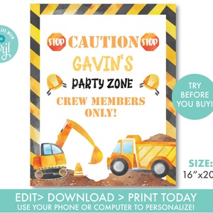 Construction Birthday Welcome Sign Printable Dump Truck Welcome Sign ...