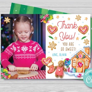 Gingerbread Thank You Card With Photo Gingerbread House Decorating ...