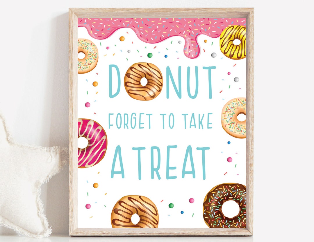 Donut Treat Sign Donut Girl Baby Shower Signs Donut Birthday Treat Sign ...