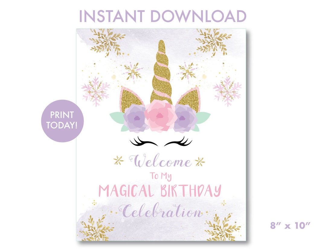 Unicorn Winter Onederland Welcome Sign, Magical Winter Onederland ...