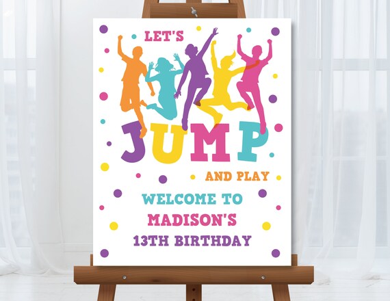 Jump Welcome Sign Boy Bounce House Party Jump Birthday Welcome Sign ...