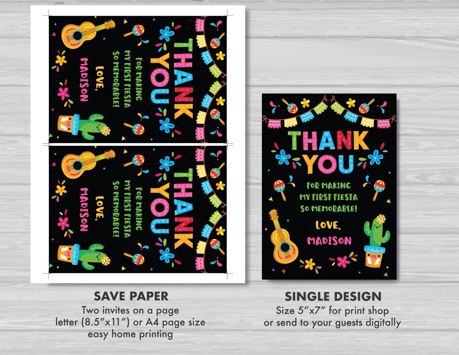 Fiesta Thank You Card Cactus Mexican Fiesta Thank You Card - Etsy